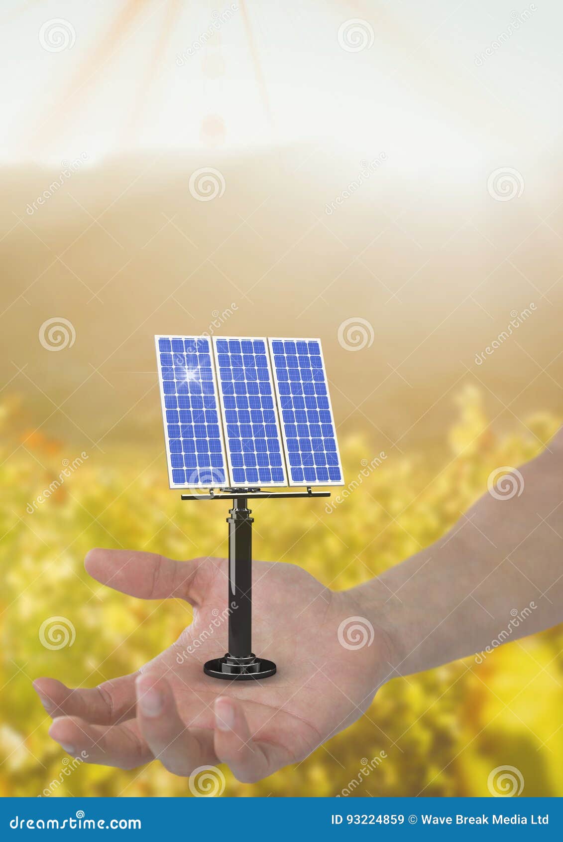 Digital Composite Image of Hand Holding Solar Panel Stock Image - Image ...