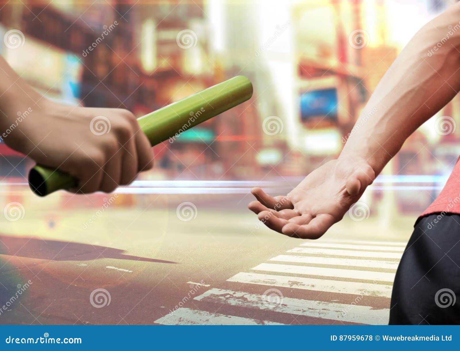 Digital Composite Image of Hands Passing the Baton Stock Photo - Image ...