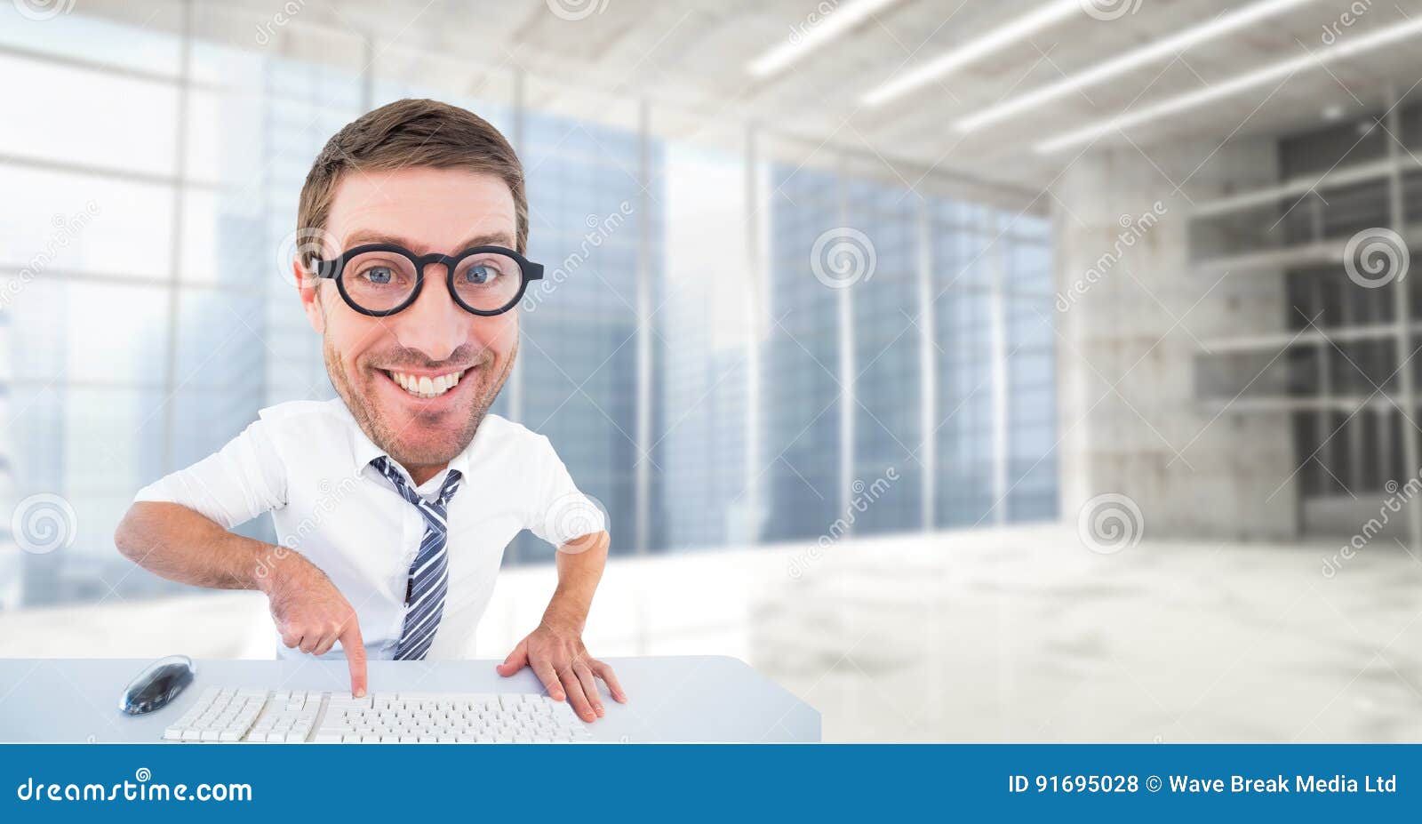 Digital Composite Image of Happy Nerd Using Computer Keyboard Stock ...