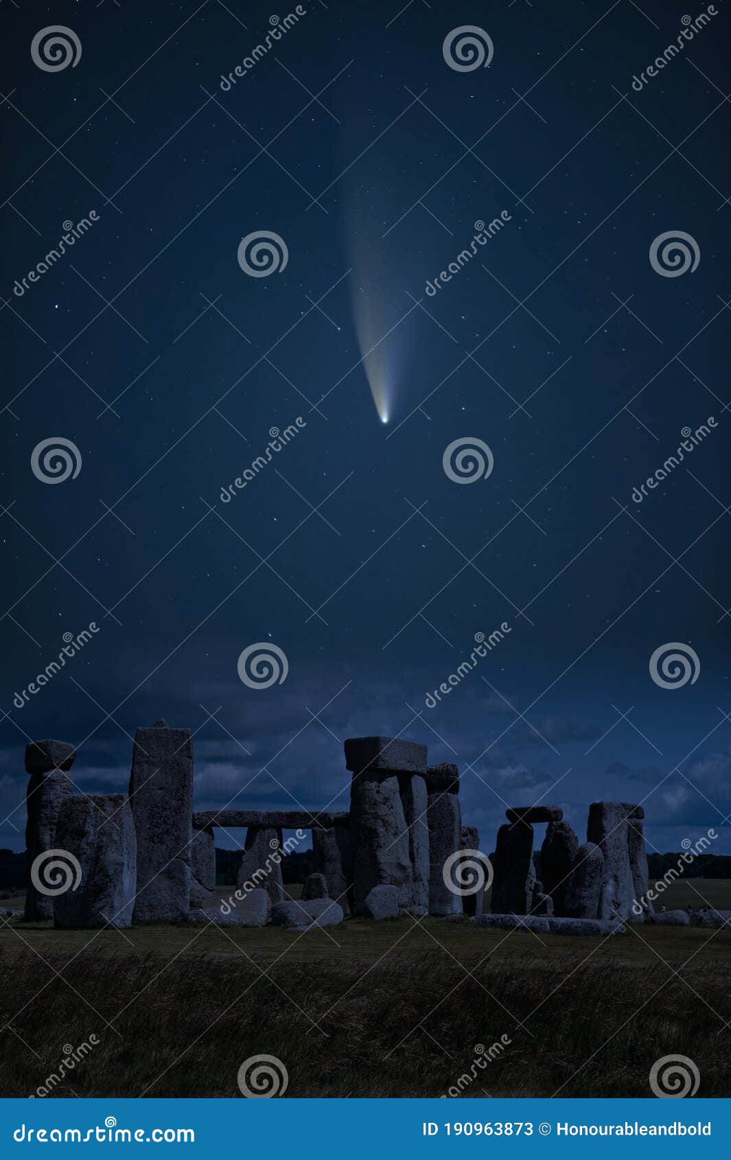 Digital Composite Image of Neowise Comet Over Stonehenge in England ...