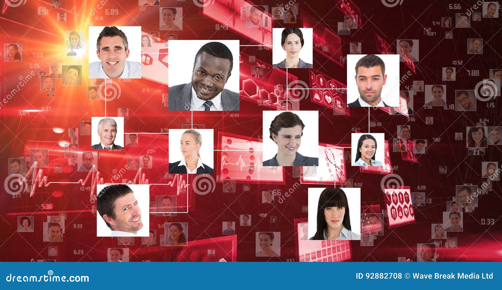 Digital Composite Image of Portraits Connected To Each Other Stock ...