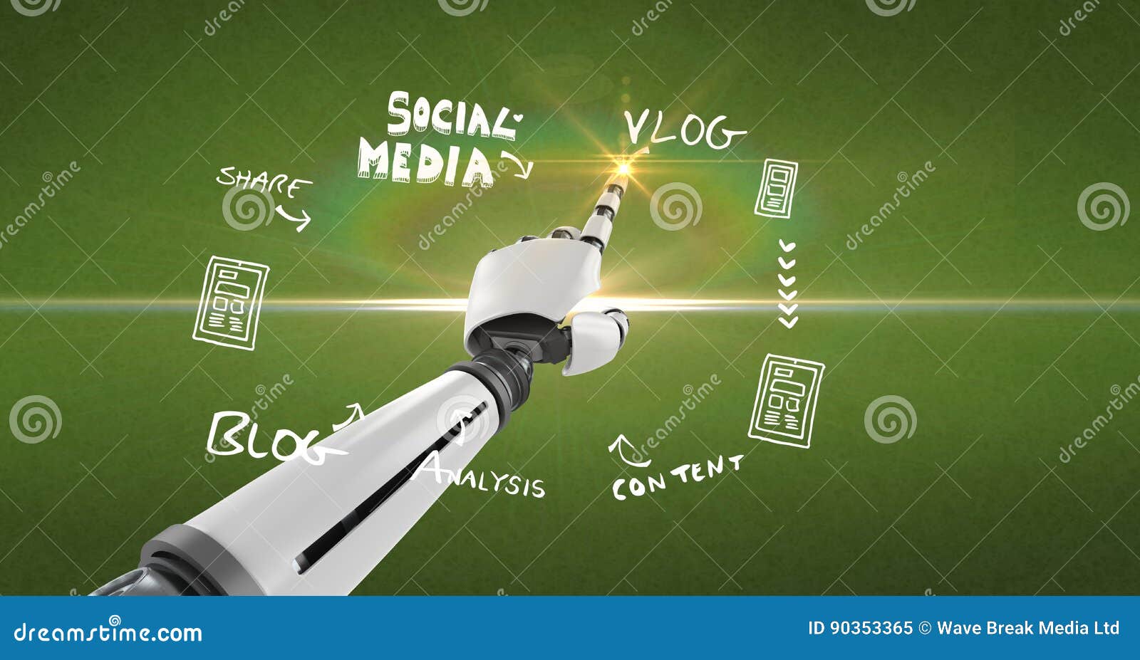 Digital Composite Image of Robot Touching Text on Virtual Screen Stock ...