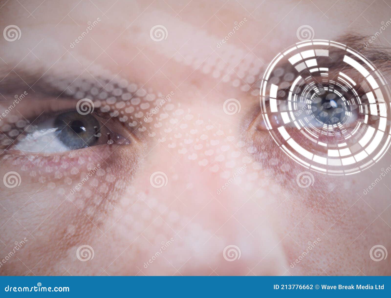 Digital Composite Image of Round Scanner Against Close Up of Male Human ...