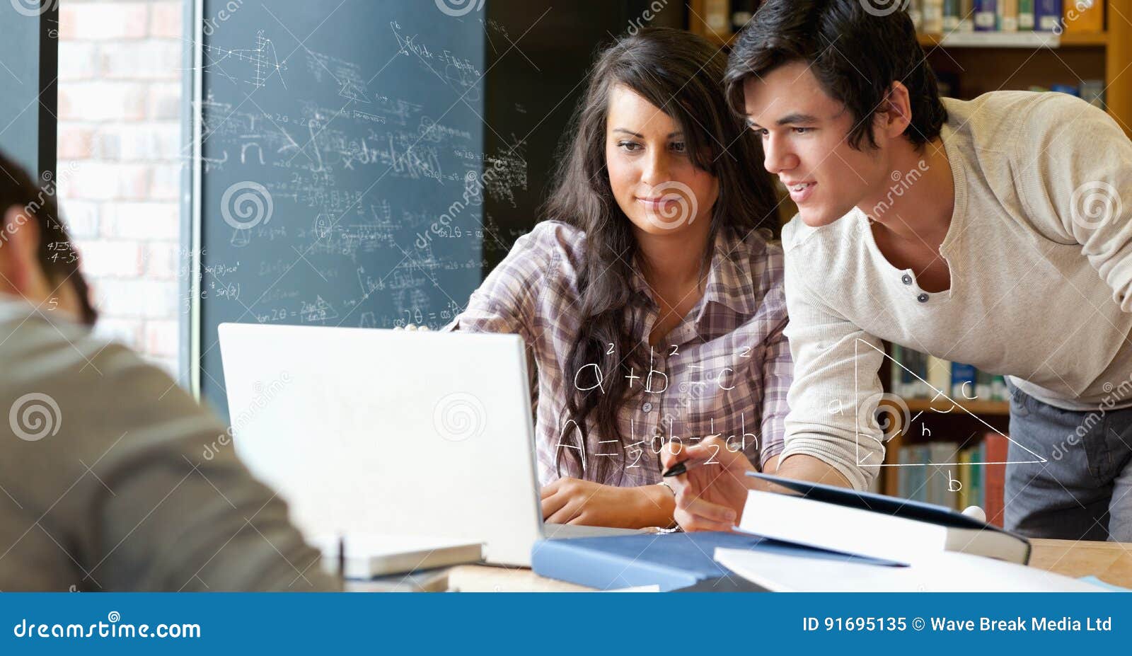 Digital Composite Image of Students Discussing Math Equation Stock ...