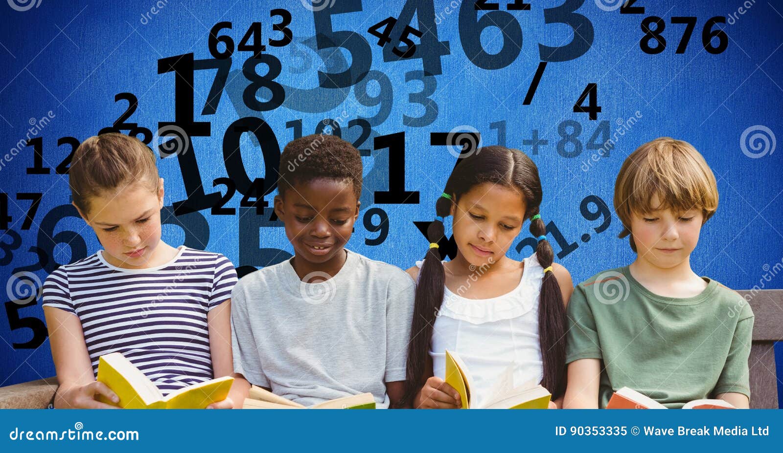 Digital Composite Image Of Students Studying While Numbers Flying In ...