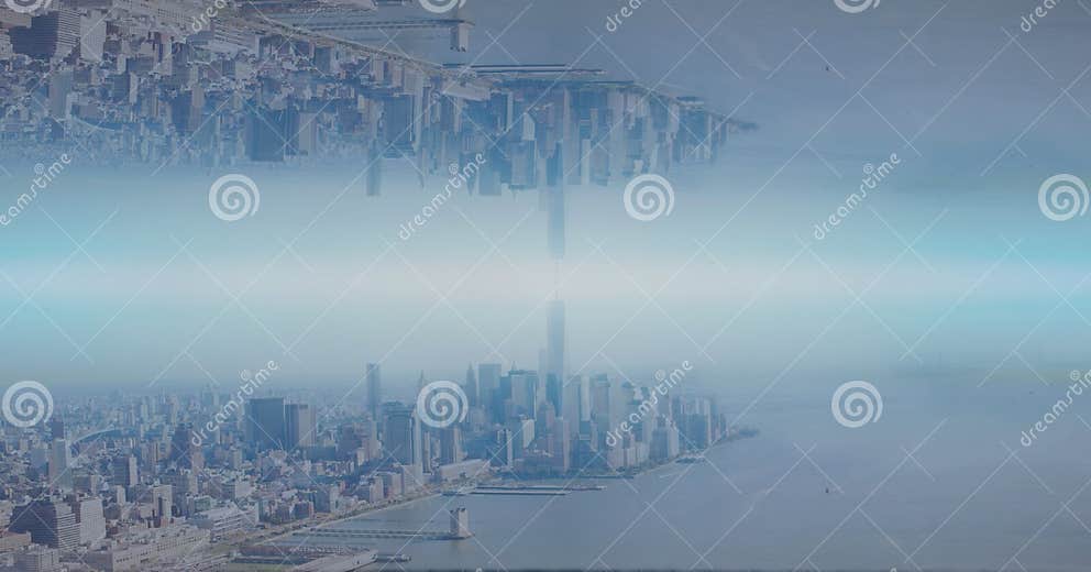 Digital Composite Image of Upside Down City Stock Photo - Image of ...