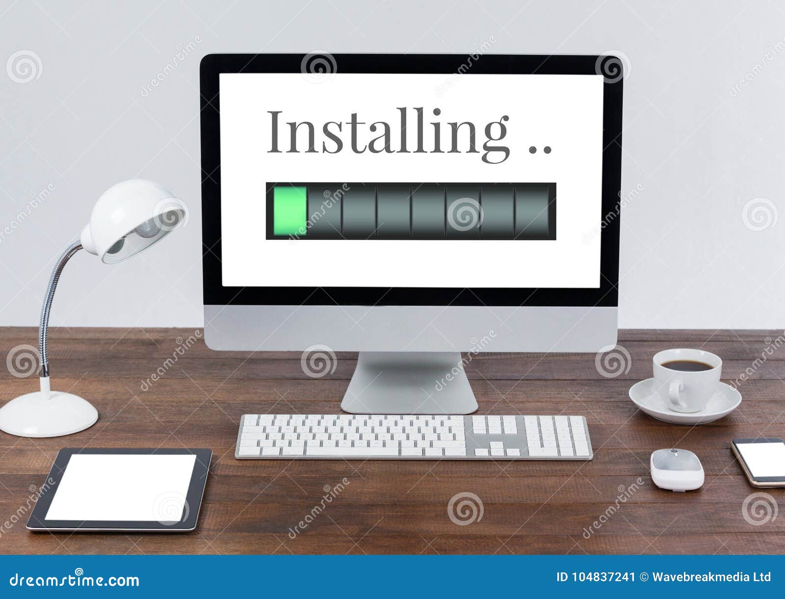 Installing Progress Status Power Bar and Computer Stock Image - Image ...