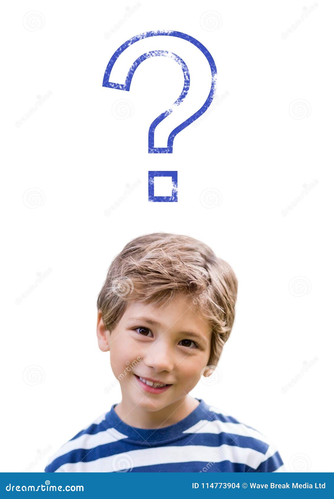 Kid Boy with Stencil Question Mark Stock Photo - Image of girls ...