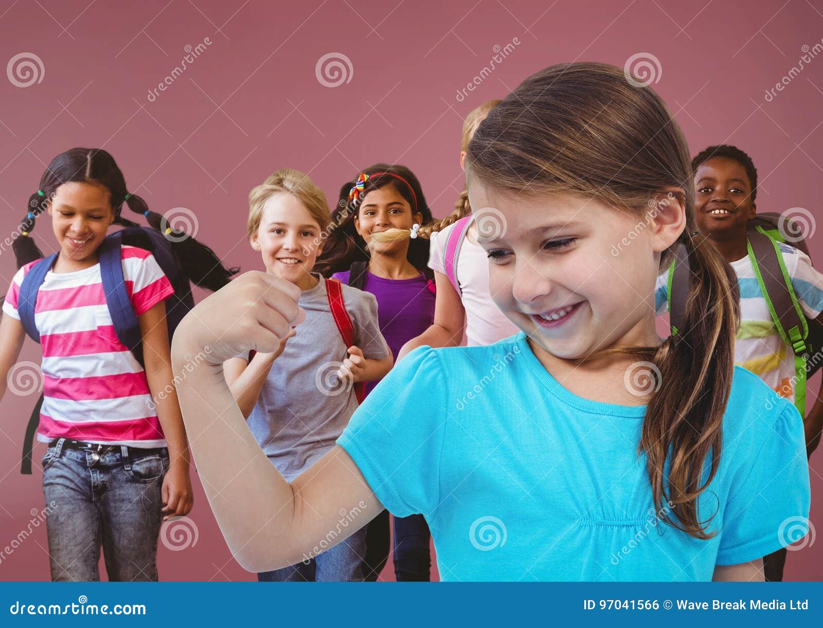 Kids Having Fun with Red Background Stock Photo - Image of class ...