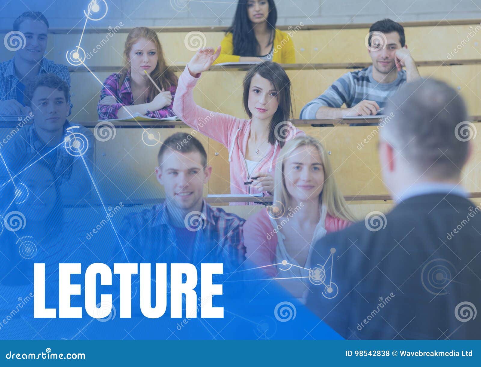 Lecture Text and University Teacher with Class Stock Illustration ...