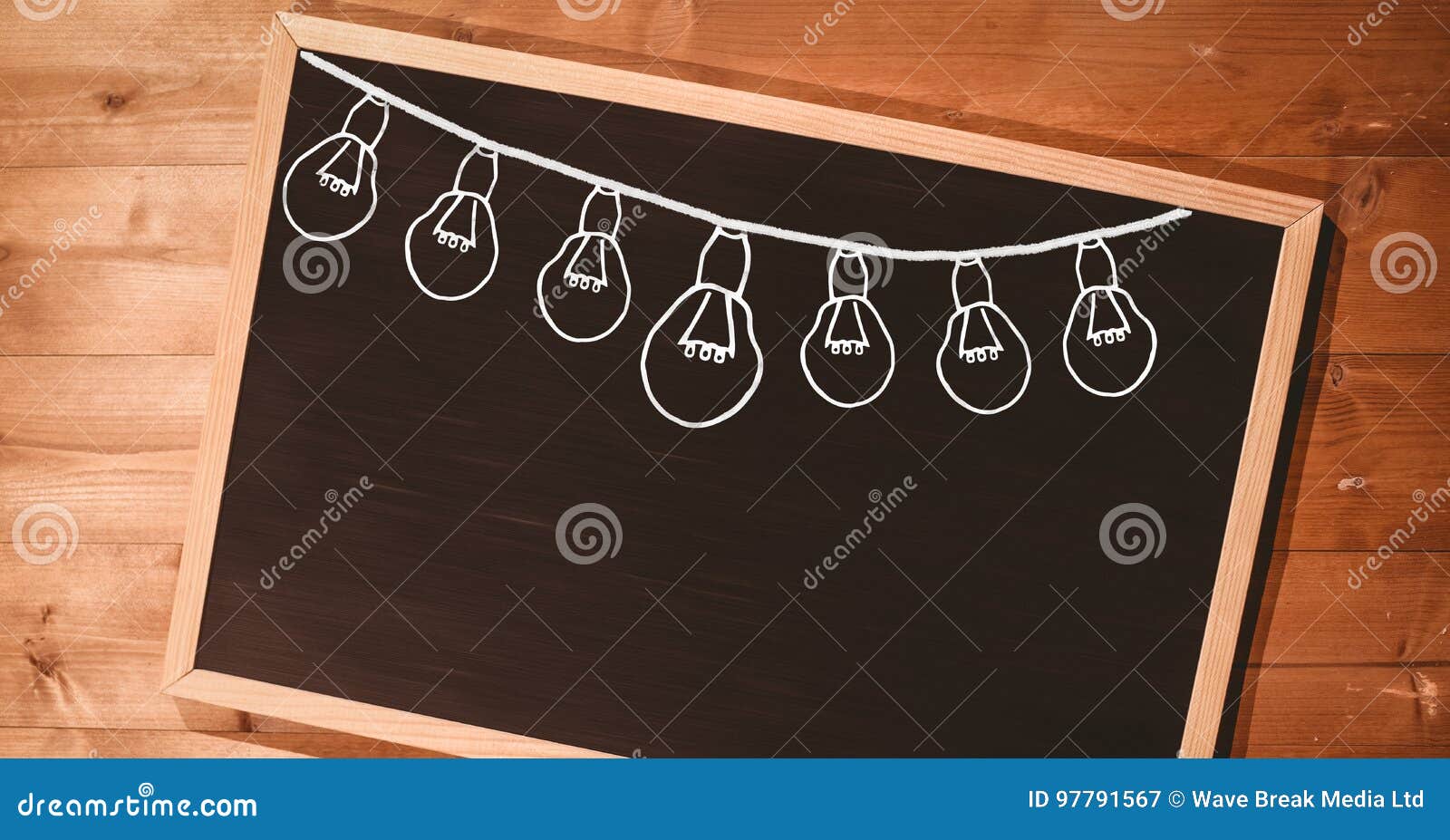 Light bulbs on blackboard stock image. Image of electric - 97791567