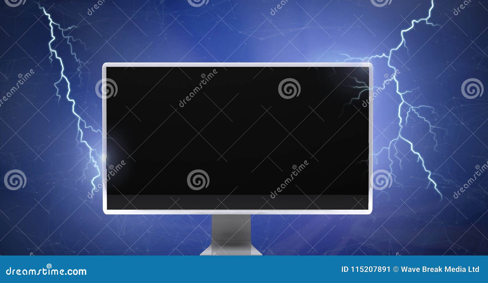 Lightning Strikes and Computer Stock Illustration - Illustration of ...