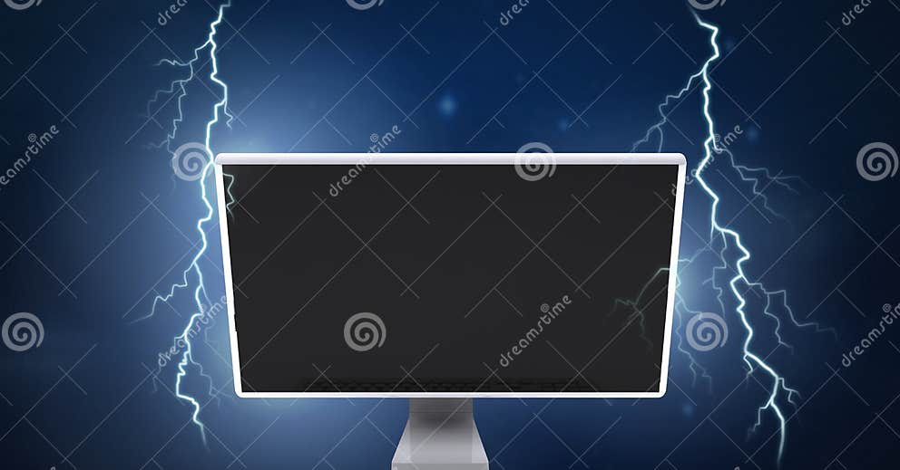 Lightning Strikes and Computer Stock Illustration - Illustration of ...