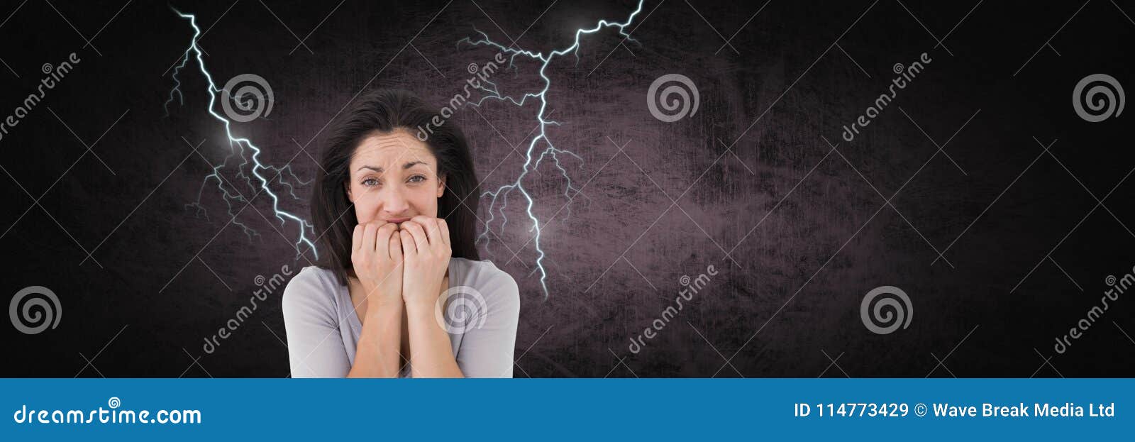 Kid Afraid Of The Lightning And Storm Vector Illustration ...