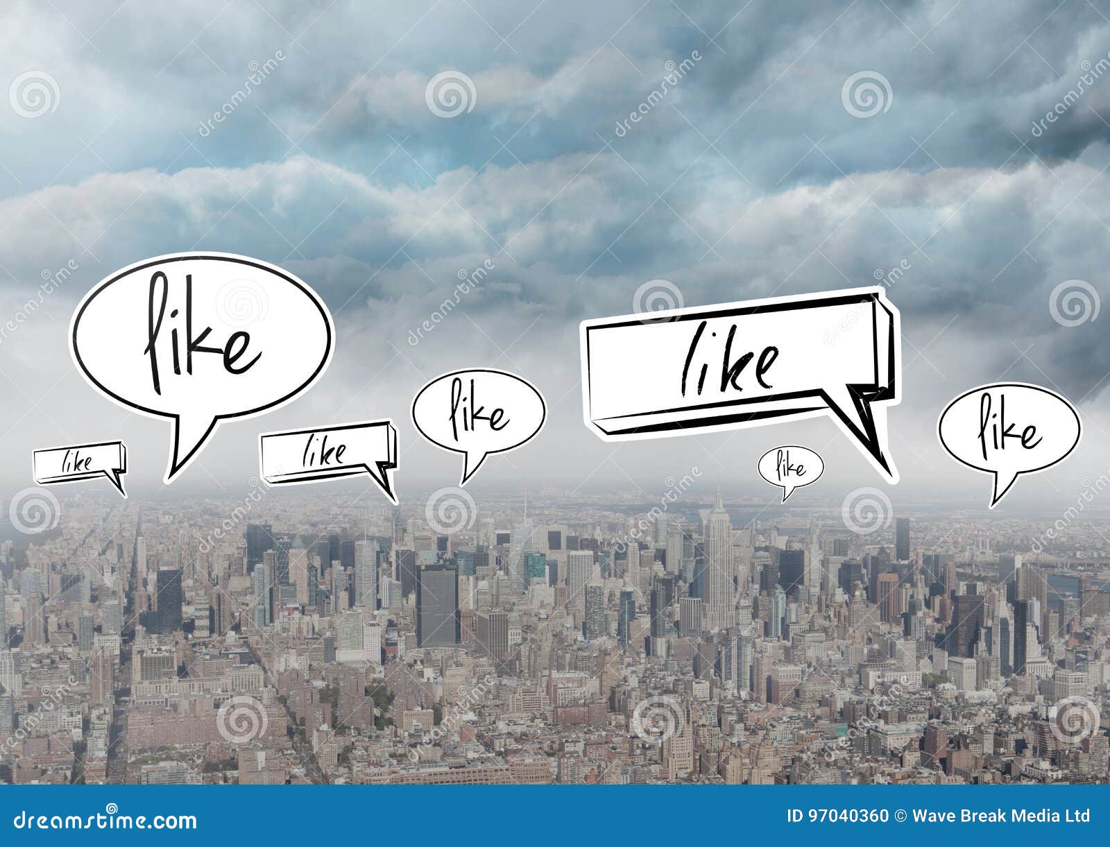 Like Speech Bubbles Over City Stock Photo - Image of generated, urban ...