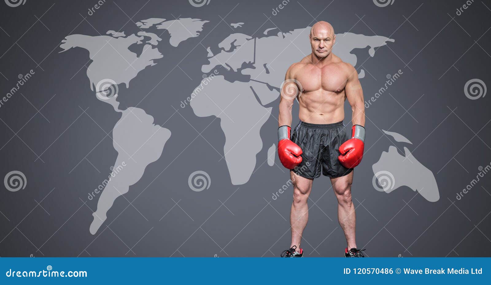Male boxer with world map stock photo. Image of body - 120570486