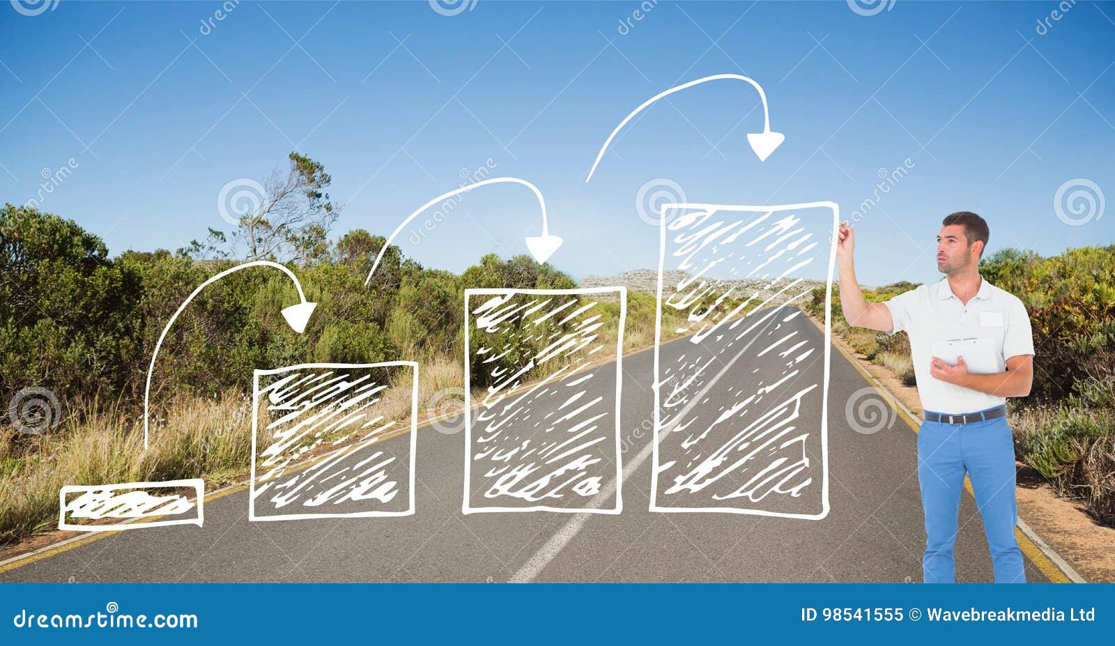 Man Drawing Graphics on the Road Stock Image - Image of doodle, male ...