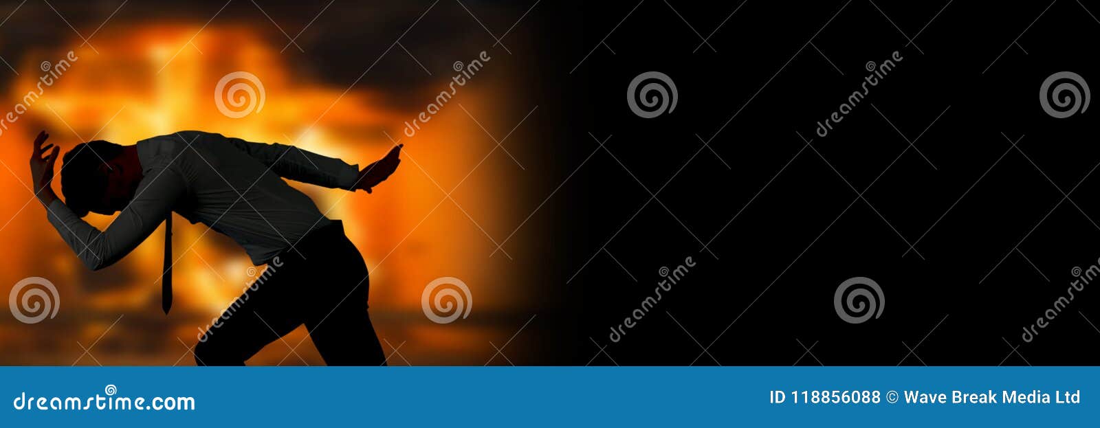 Man escaping burning fire stock illustration. Illustration of dressed ...