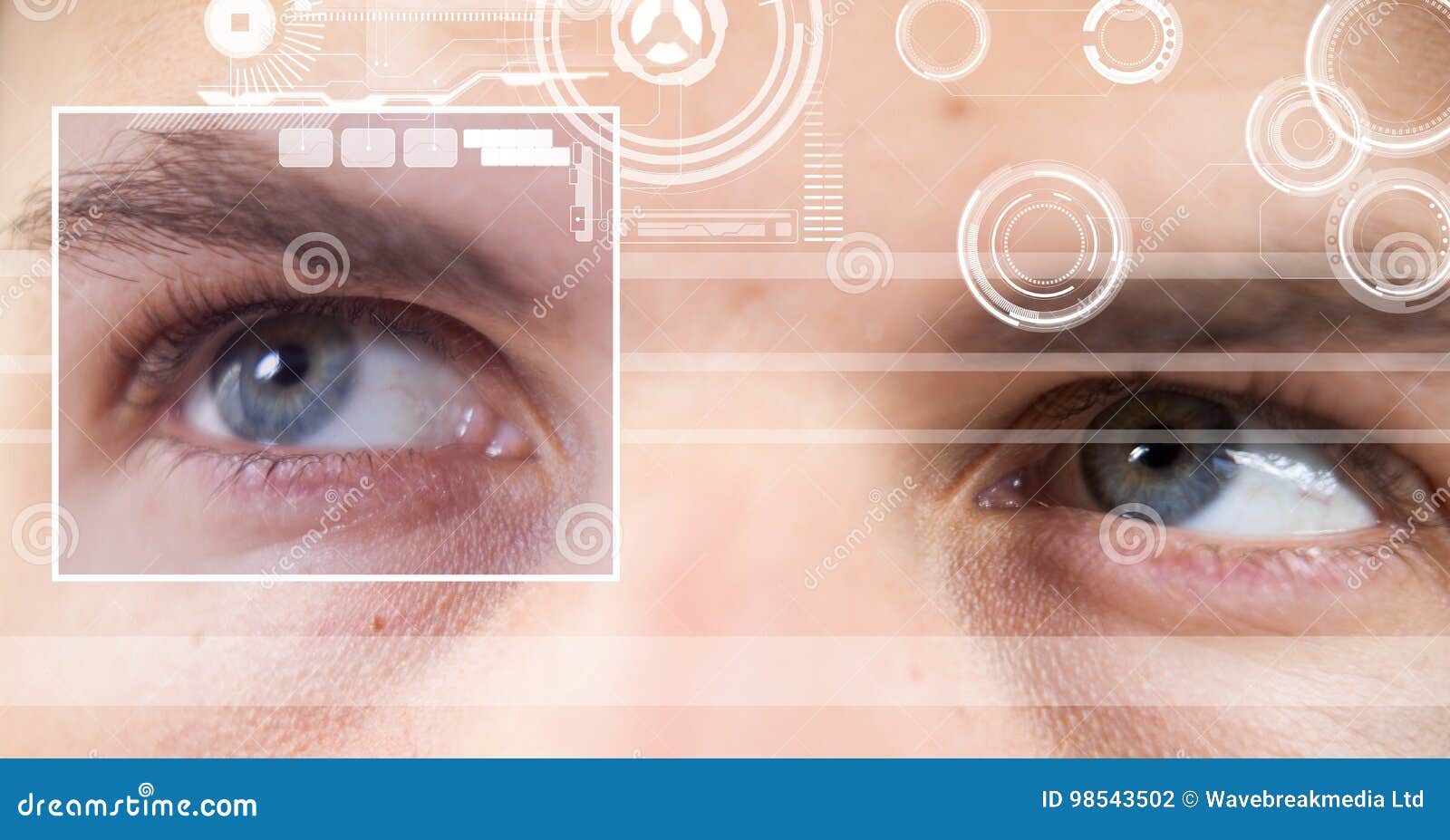 Man with Eye Focus Box Detail and Lines Interface Stock Illustration ...
