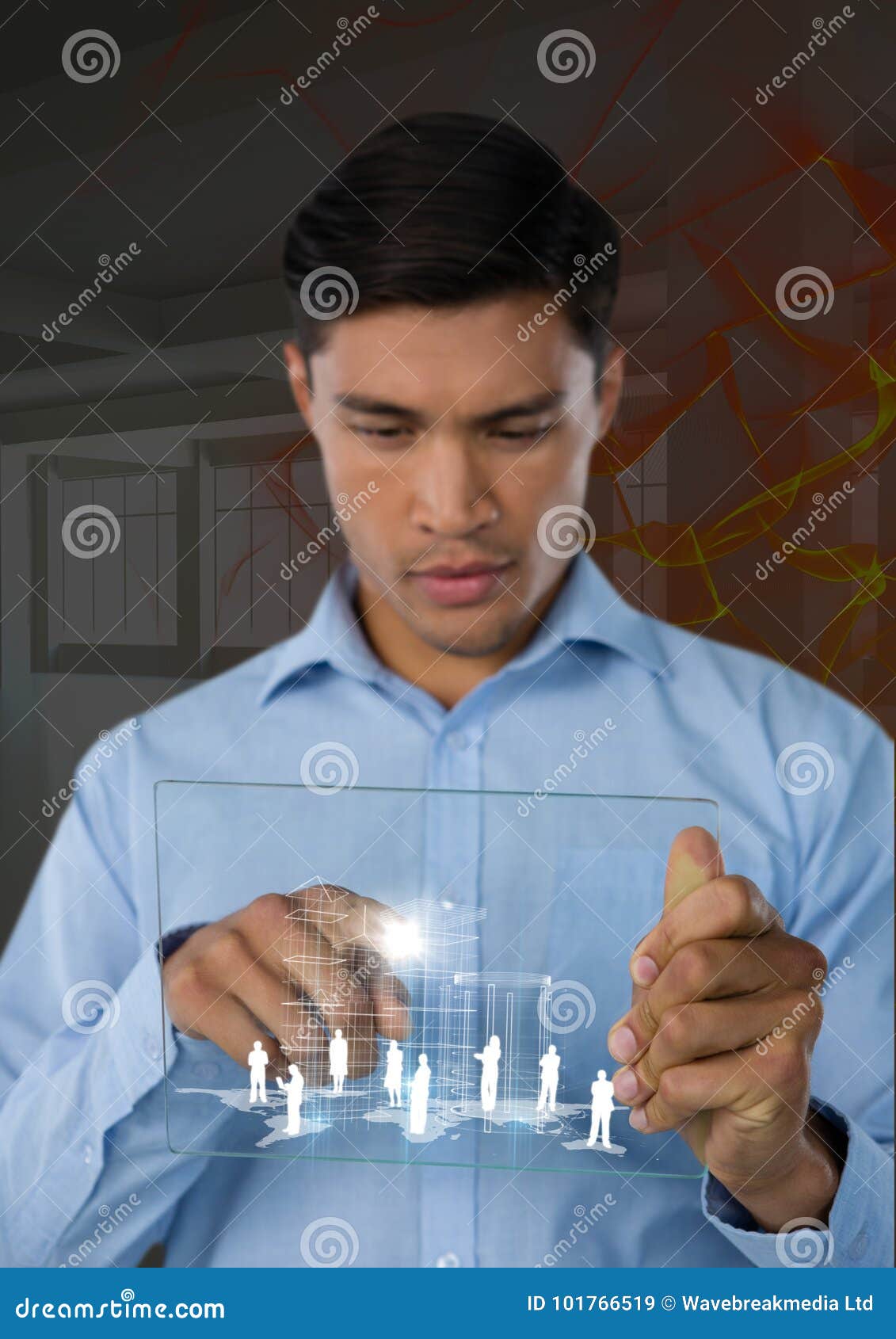 Man Holding Glass Interface Stock Image - Image of business, executives ...