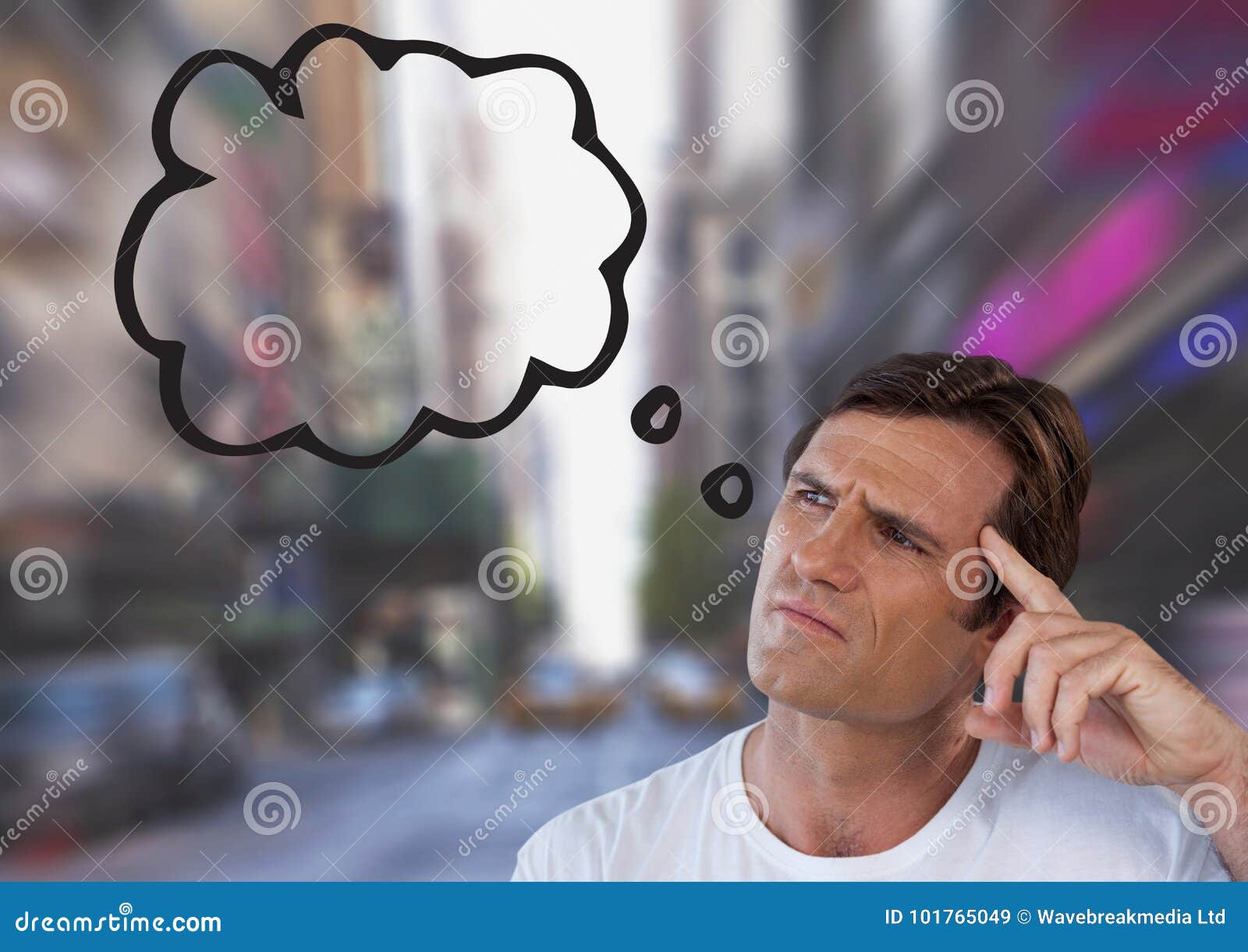 Man Looking Up at Thought Cloud Stock Illustration - Illustration of ...