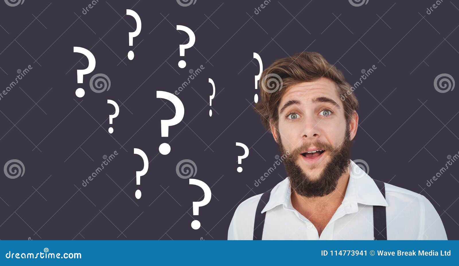 Man Thinking with Question Marks Stock Image - Image of fashion ...