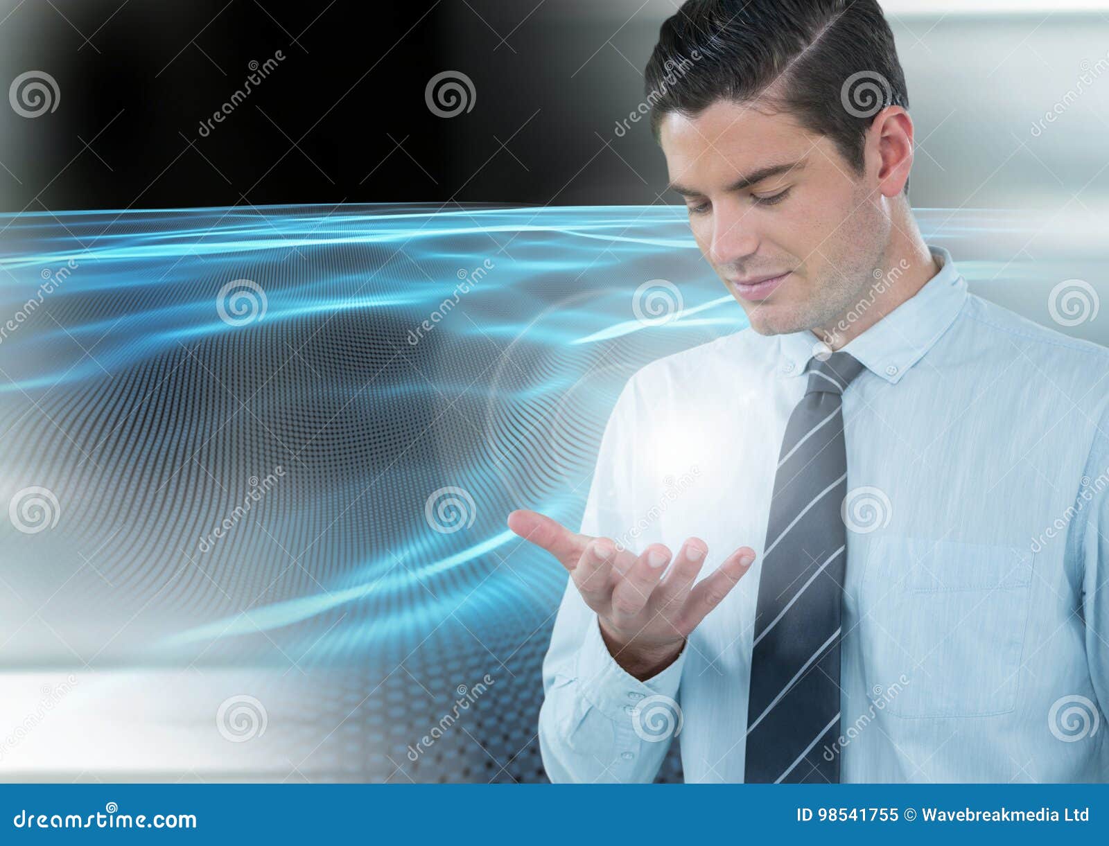 Man Touching and Interacting with Transition Effect Stock Image - Image ...