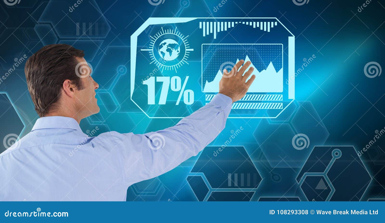 Man Touching Screen Interface Stock Illustration - Illustration of cell ...