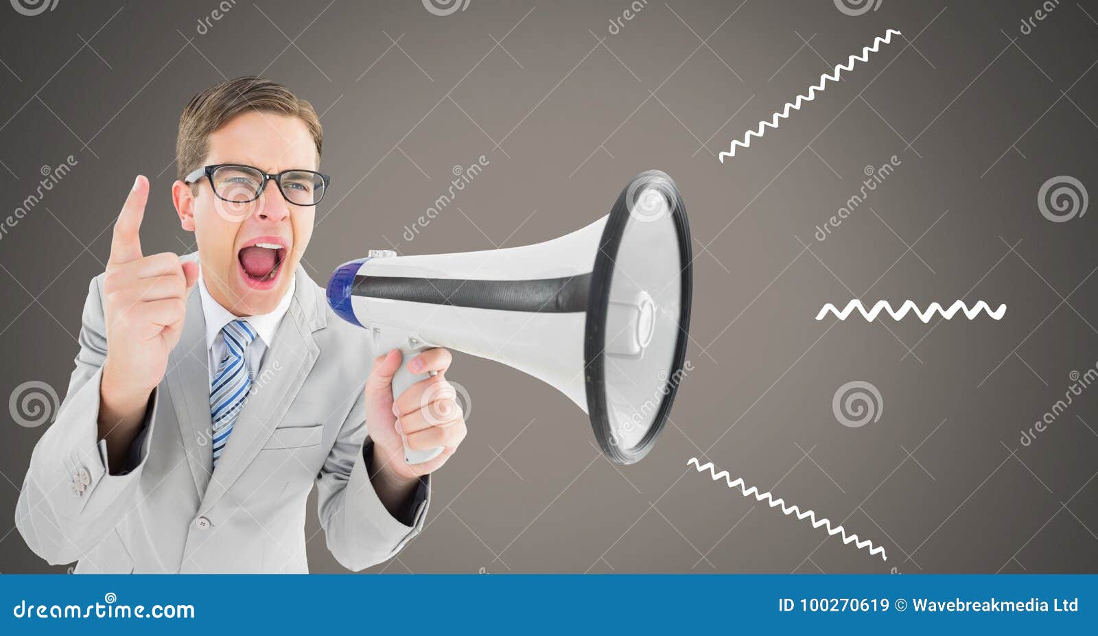 Man Using Megaphone with Illustrations Stock Image - Image of abstract ...