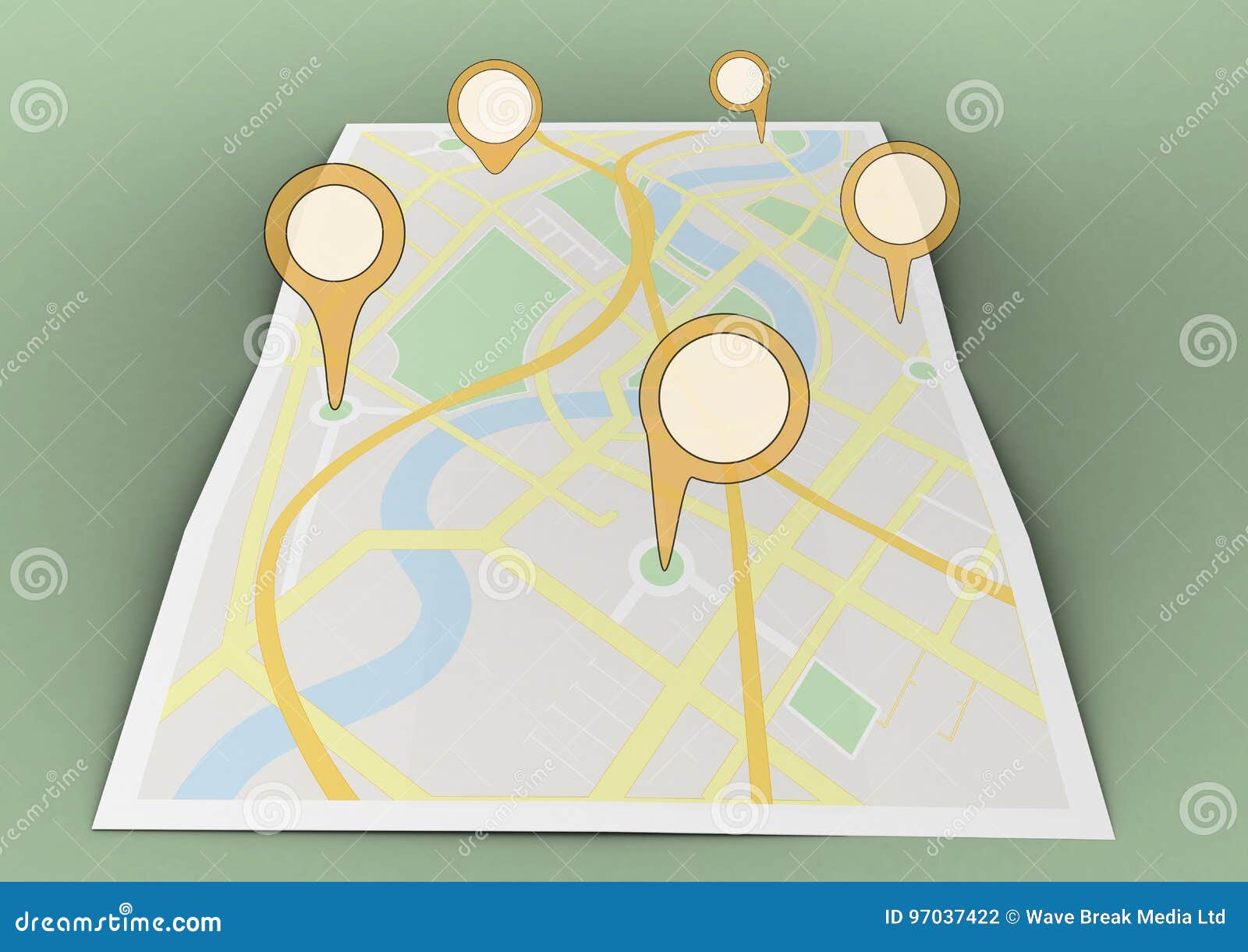 Map of City with Marker Location Pointers Stock Illustration ...
