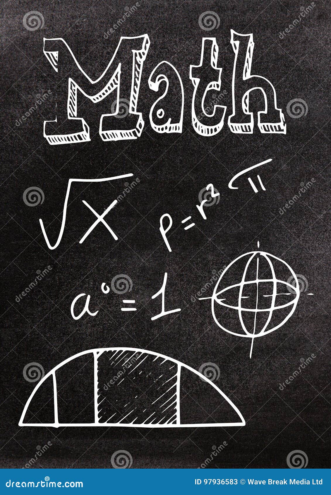 Math doodles on blackboard stock illustration. Illustration of ...