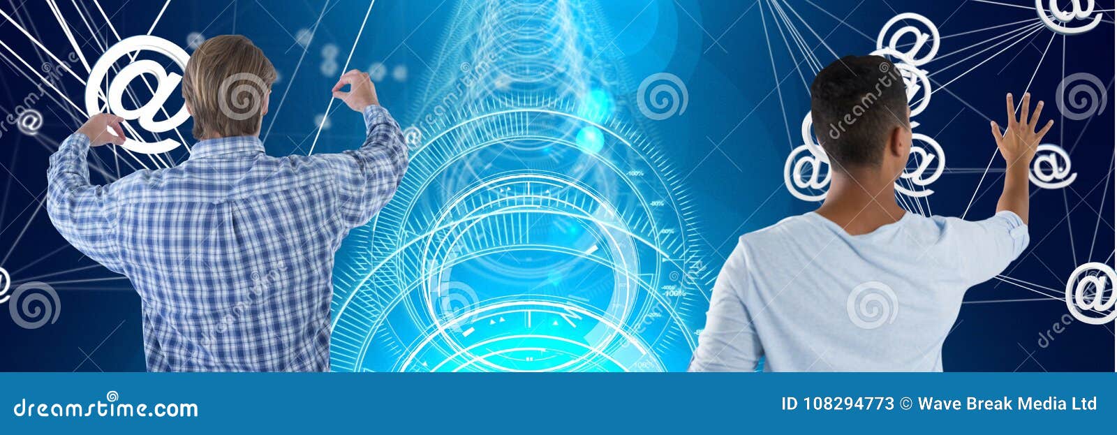 Men Touching Email Connected Interface Stock Image - Image of arms ...