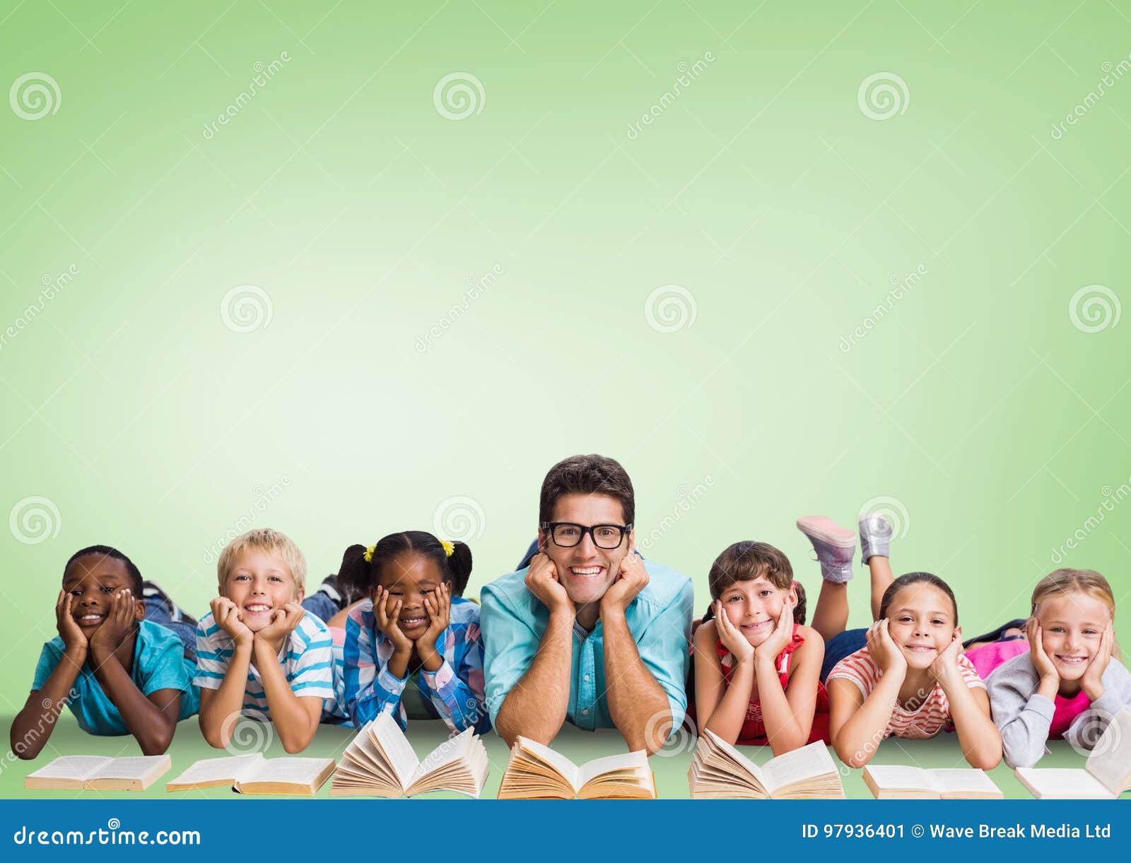 Multicultural Kids Reading with Teacher Stock Image - Image of ...