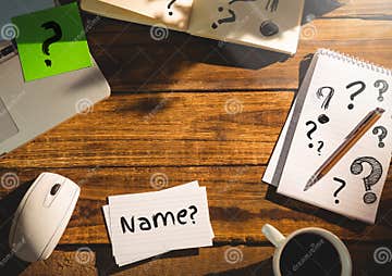 Name and Question Marks Text Written on Notes Stock Photo - Image of ...