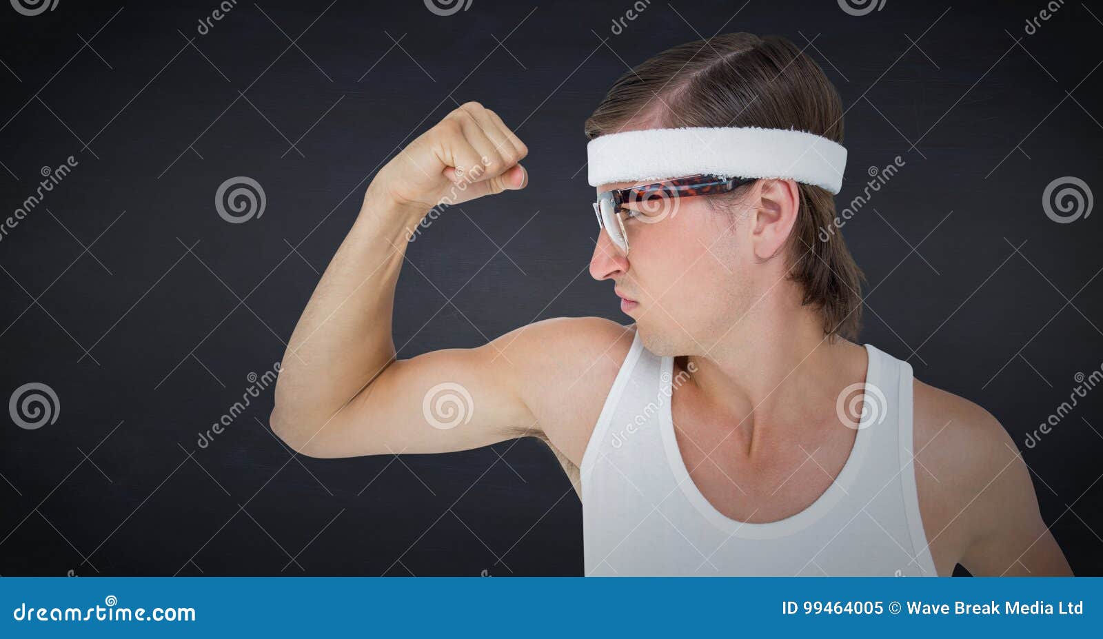 Nerd Flexing Against Navy Chalkboard Stock Image - Image of full, empty ...