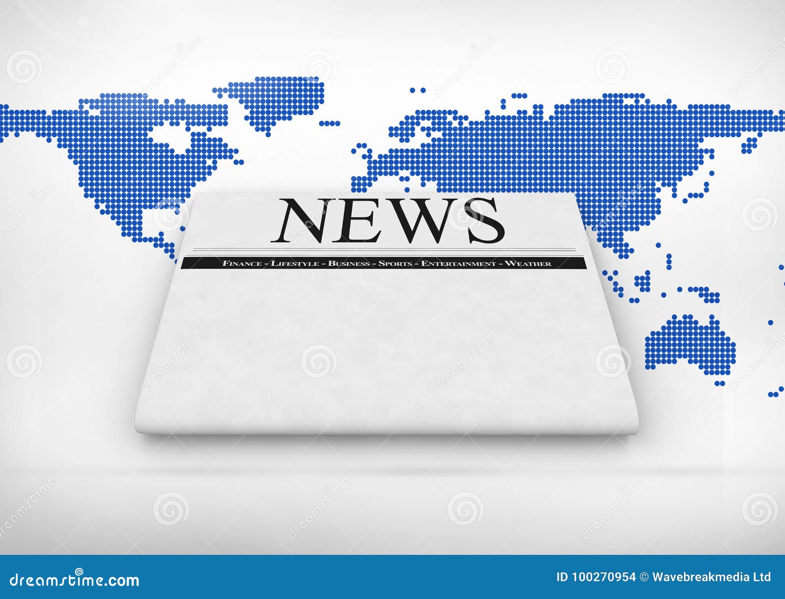 Newspaper over world map stock illustration. Illustration of people ...