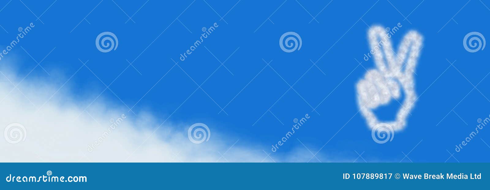 Peace Hand Gesturee Cloud Icon with Sky Stock Illustration ...