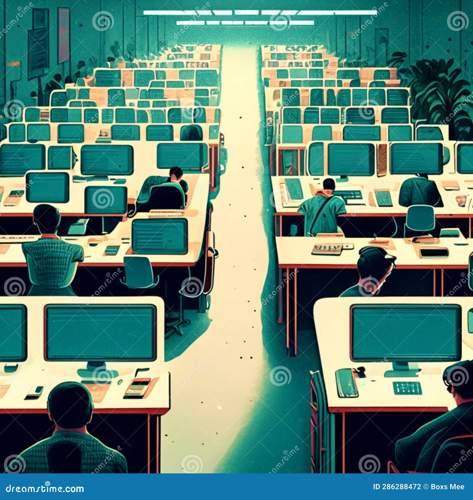 Digital Composite of People in Computer Room with Transition Effect ...