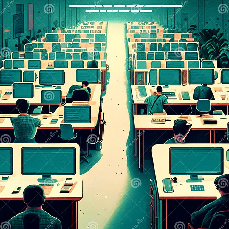 Digital Composite of People in Computer Room with Transition Effect ...