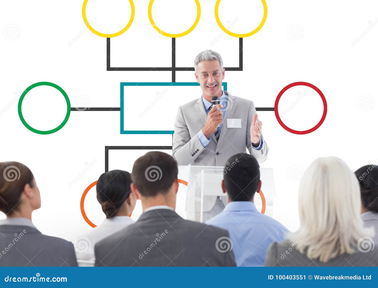 Presenter at Meeting with Crowd in Front Stock Image - Image of ...