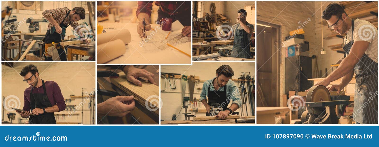 Professional Woodwork Collage Stock Photo - Image of digital, light ...