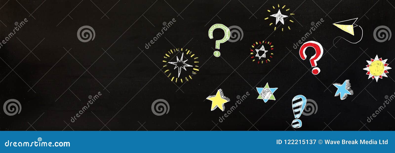 Question Marks and Stars Drawing on Blackboard Stock Image - Image of ...