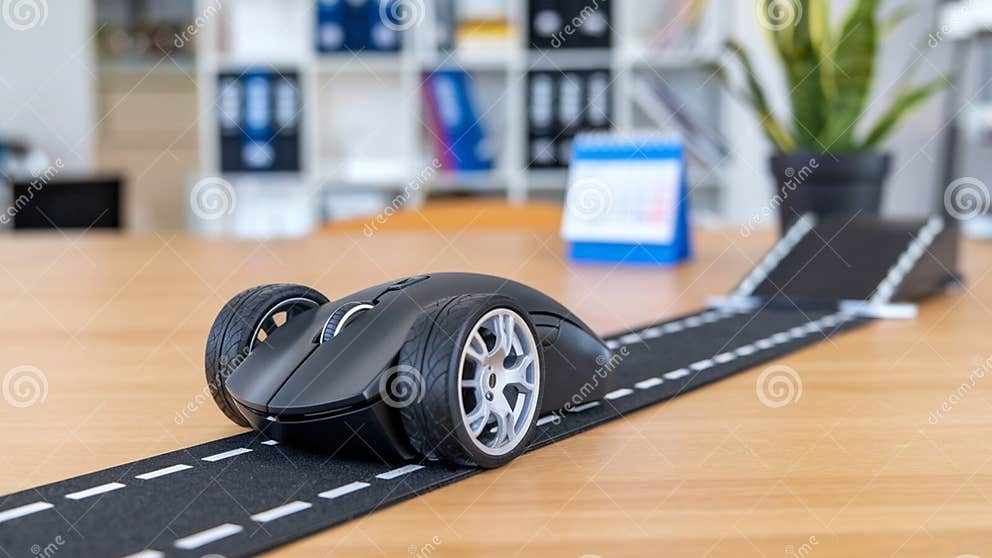Computer Mouse Car Business. Computer Mouse with Car Wheels Stock ...