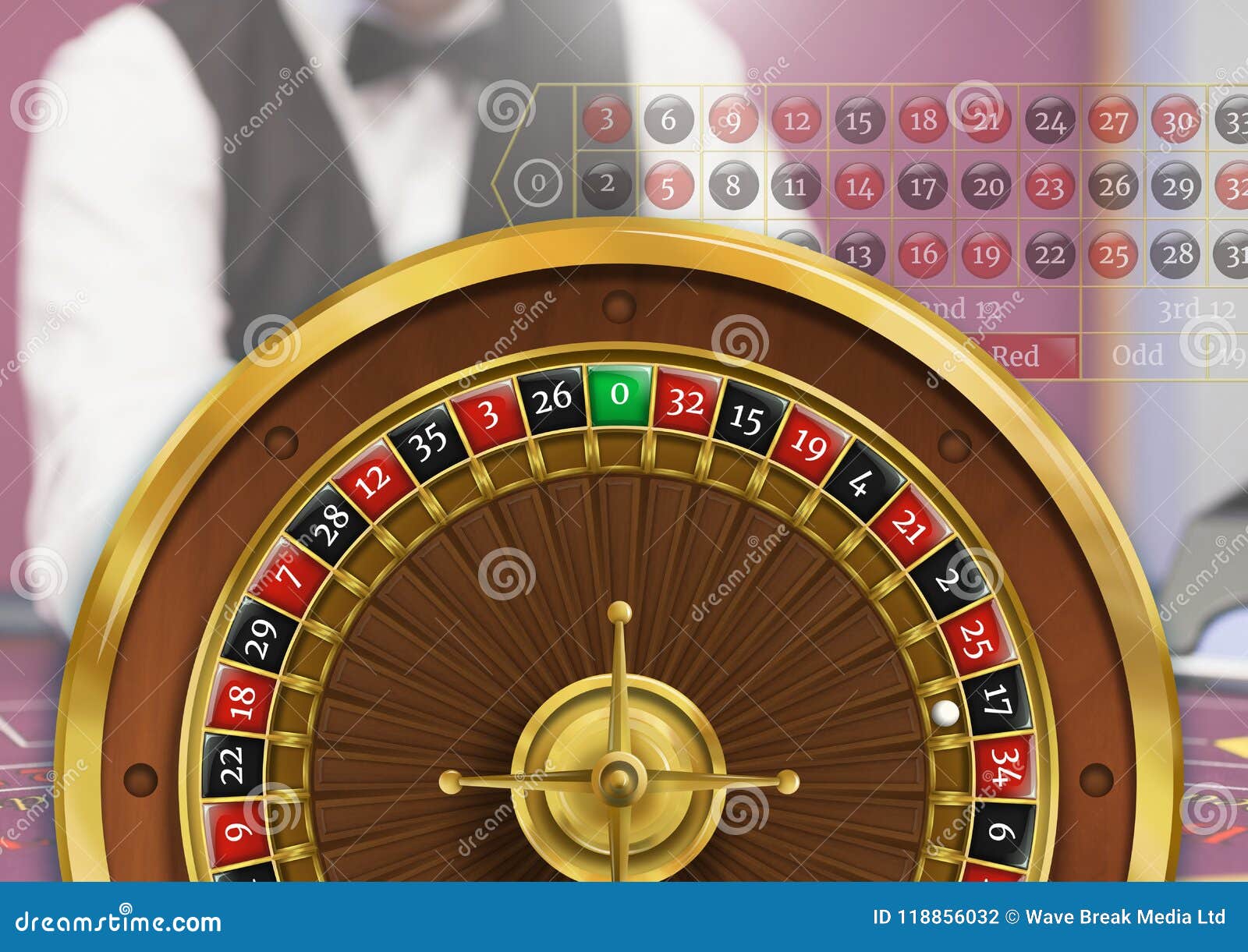 Roulette Wheel and Croupier Stock Photo - Image of risk, glow: 118856032