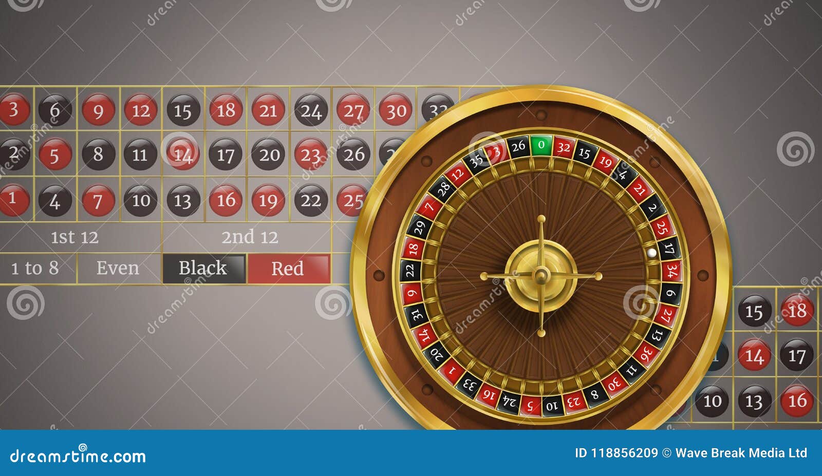 Roulette Wheel with Table Numbers Stock Illustration - Illustration of ...