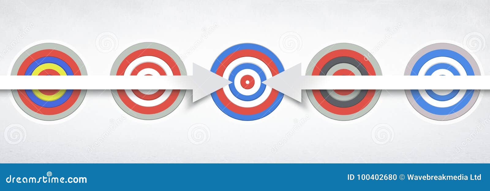 Row of Five Targets with Arrows Stock Illustration - Illustration of ...