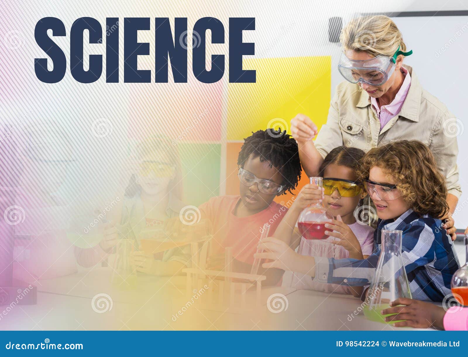 Science Text and Science School Teacher with Class Stock Photo - Image ...