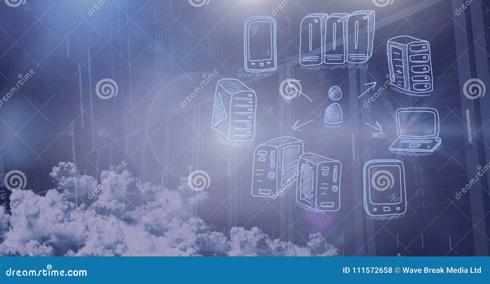 Servers Network Drawing Doodles Stock Illustration - Illustration of ...