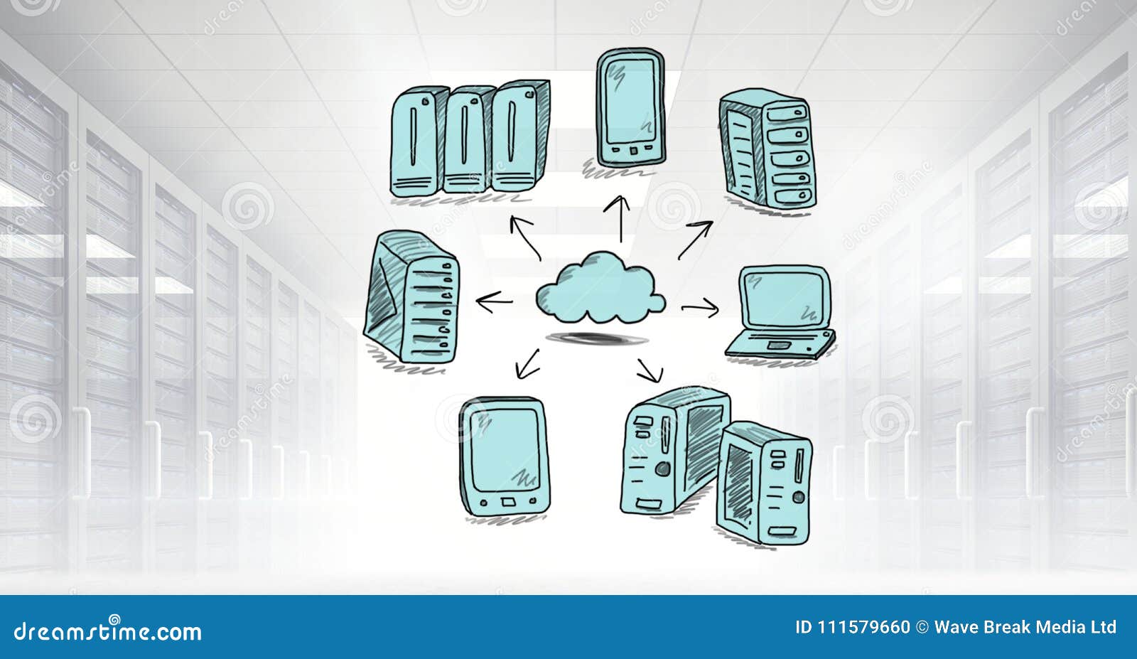 Servers Network Drawing Doodles Stock Illustration - Illustration of ...
