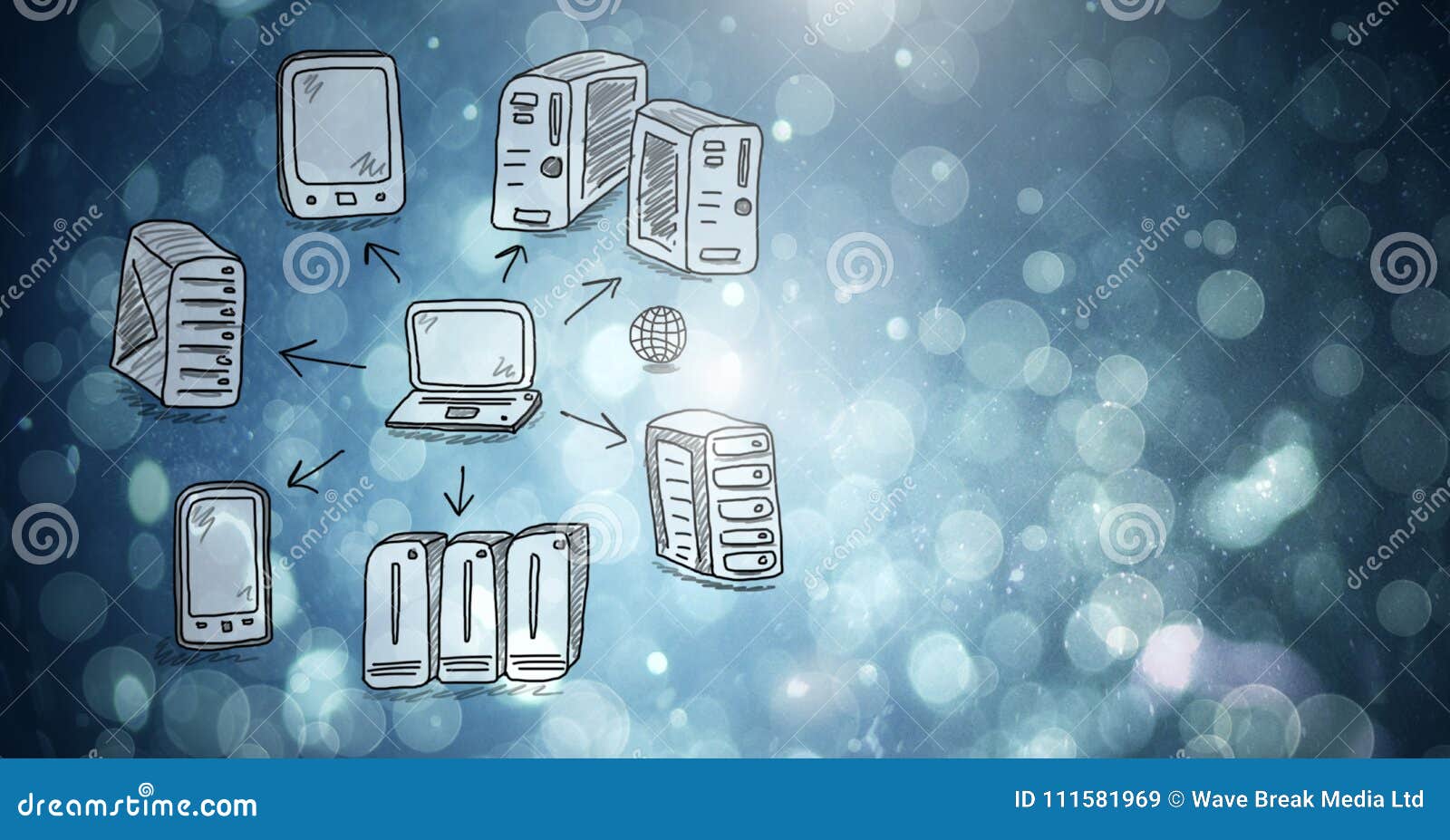 Servers Network Drawing Doodles Stock Illustration - Illustration of ...